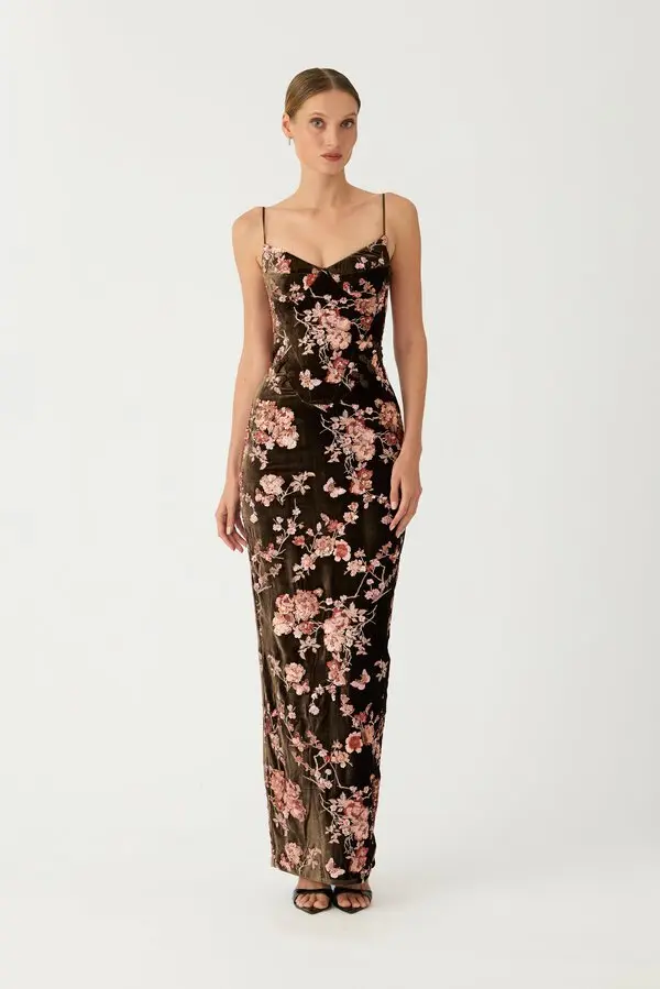 SAU LEE Rosella Embroidered Gown