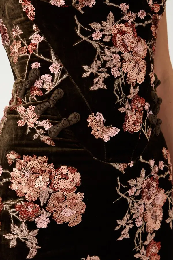 SAU LEE Rosella Embroidered Gown