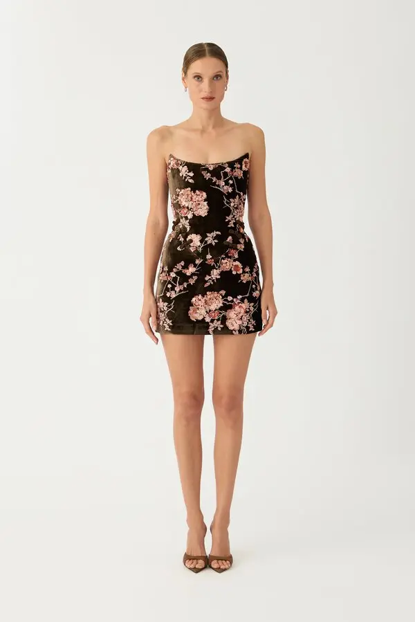 SAU LEE Anna Embroidered Mini Dress