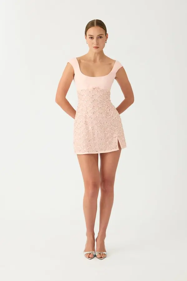 SAU LEE Daya Beaded Mini Dress