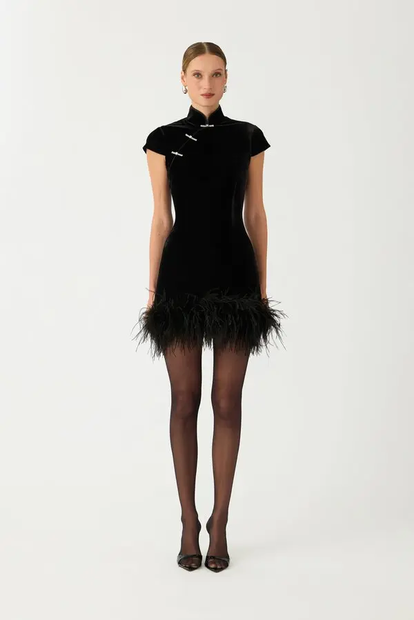 SAU LEE Morgan Velvet Mini Dress