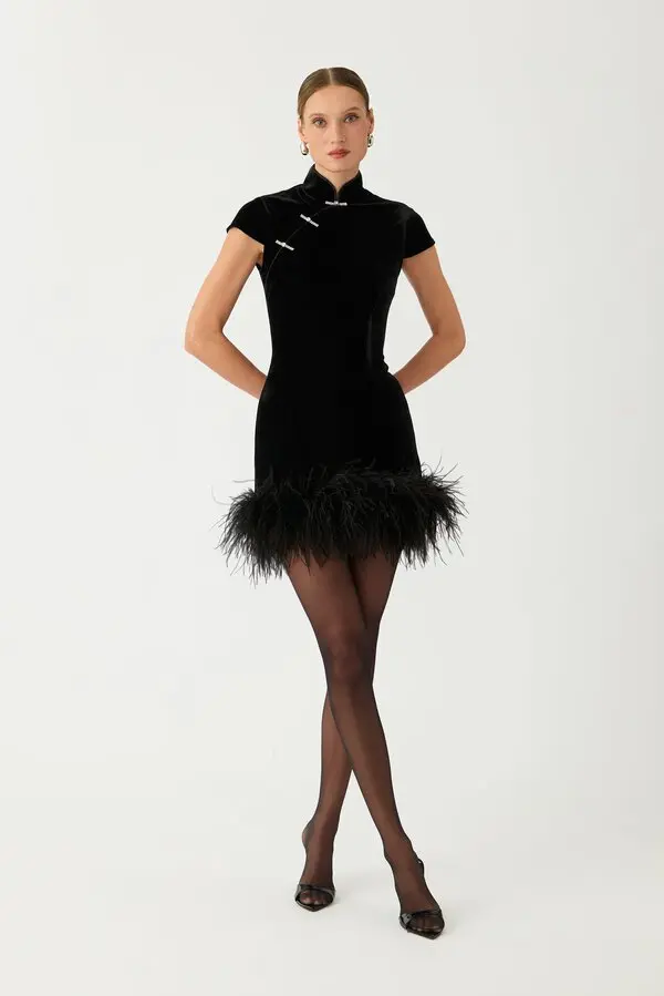 SAU LEE Morgan Velvet Mini Dress