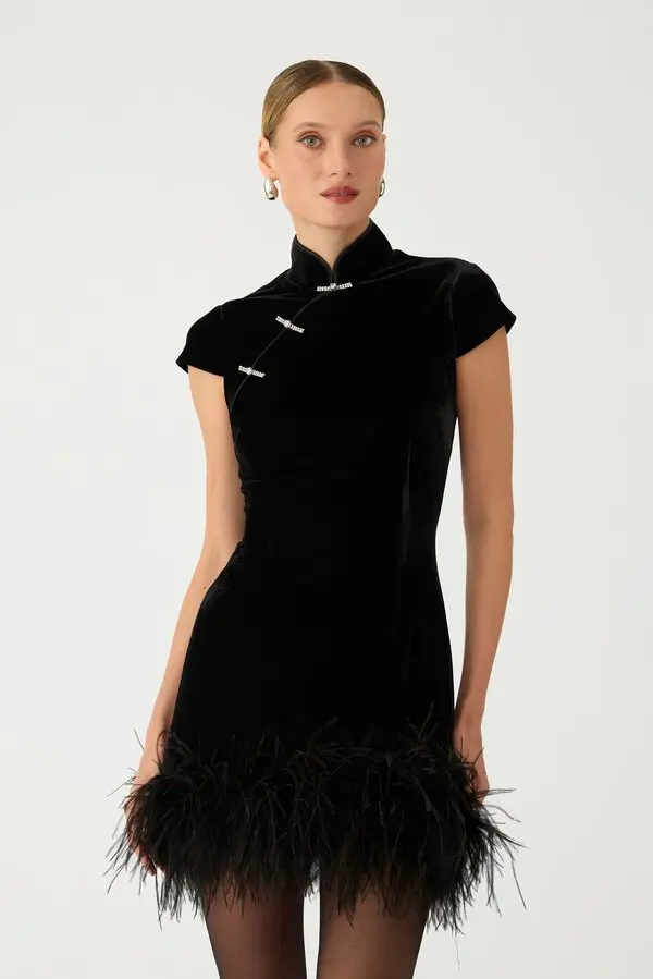 SAU LEE Morgan Velvet Mini Dress