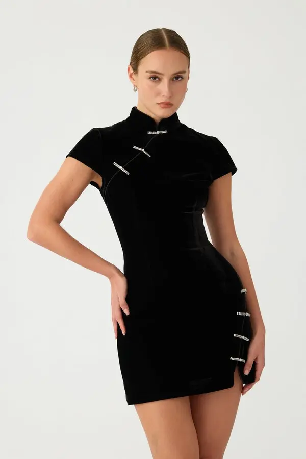 SAU LEE Ivy Velvet Mini Dress