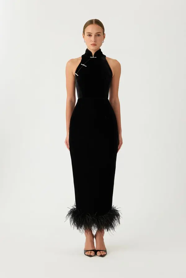 SAU LEE Jillian Velvet Dress