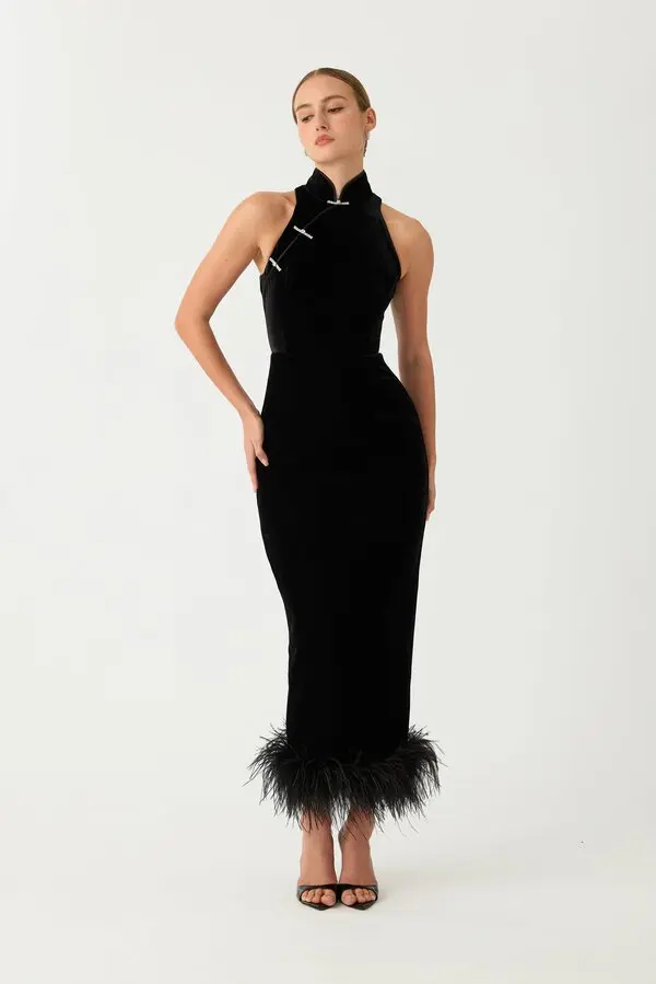 SAU LEE Jillian Velvet Dress