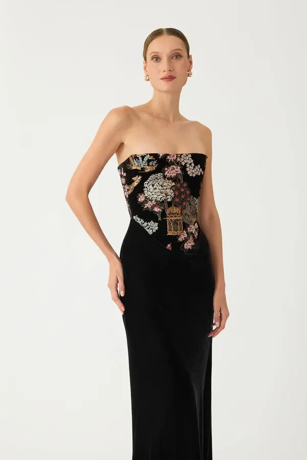 SAU LEE Isha Velvet Gown