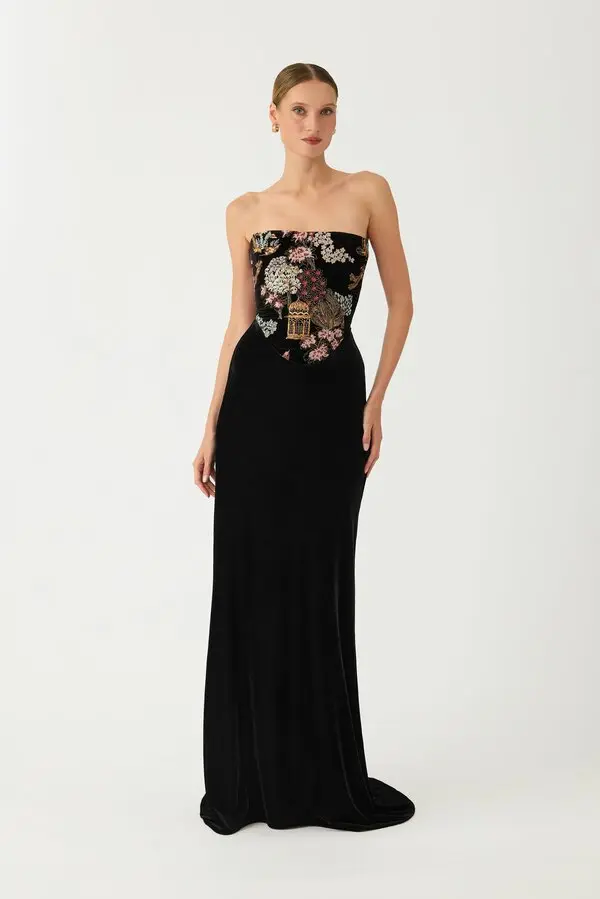 SAU LEE Isha Velvet Gown