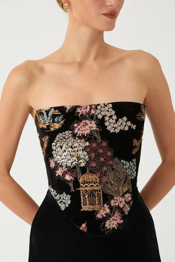 SAU LEE Isha Velvet Gown