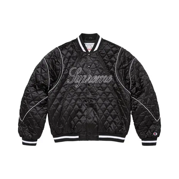 Supreme X Champion Quilted Satin Varsity Jacket