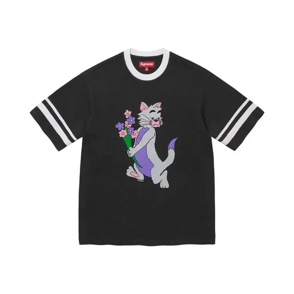Supreme Glitter Cat Short-sleeve Top - Black