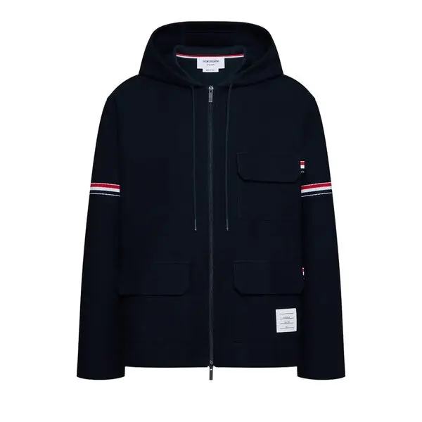 Thom Browne Double Face Tech Twill Oversized Zip Up Parka 'navy