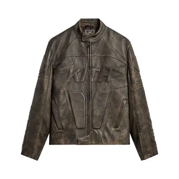 Kith Vintage Leather Wayne Moto Jacket 'clever - Brown