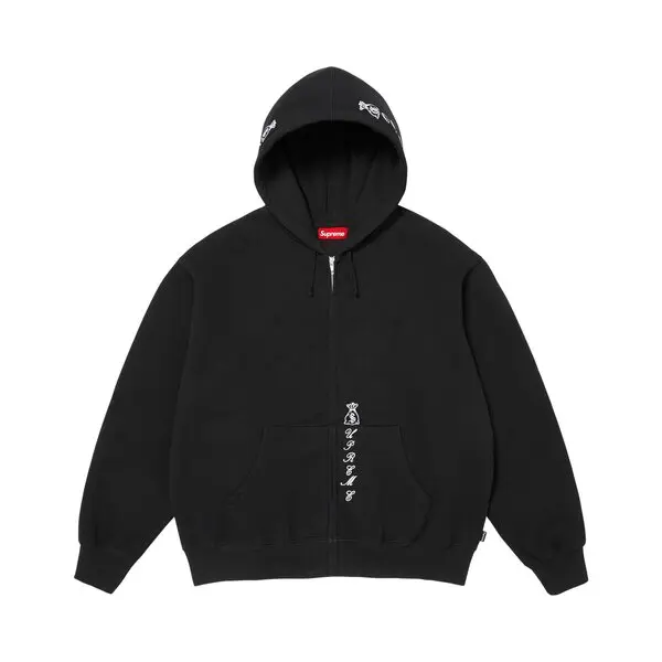 Supreme God Over Money Zip Up Hooded Sweatshirt