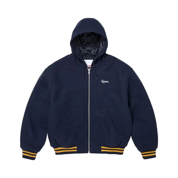 Supreme X Larry Clark Hooded Varsity Jacket 'navy