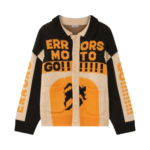 HOUSE OF ERRORS Thick Knit Moto Cardigan /orange - Black