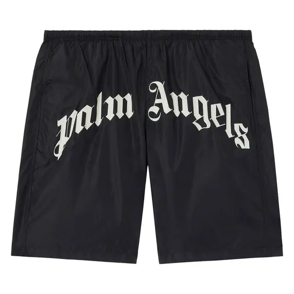 Palm Angels Curved Logo Classic Swimshort /off White - Black