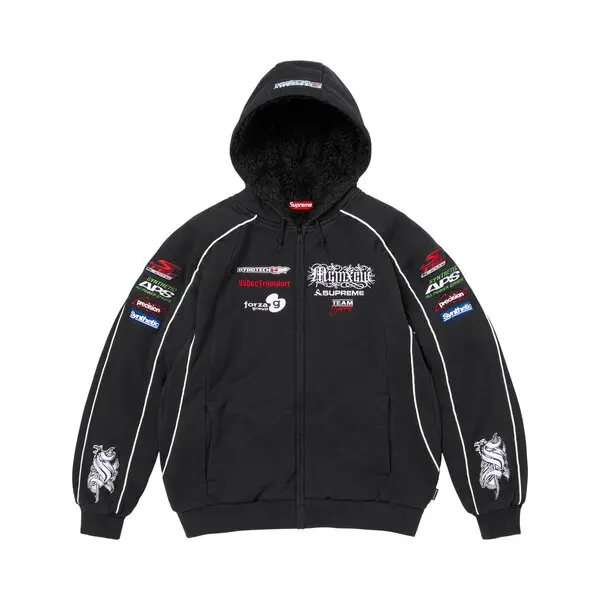 Supreme Racing Lined Zip Up Hooded Sweatshirt