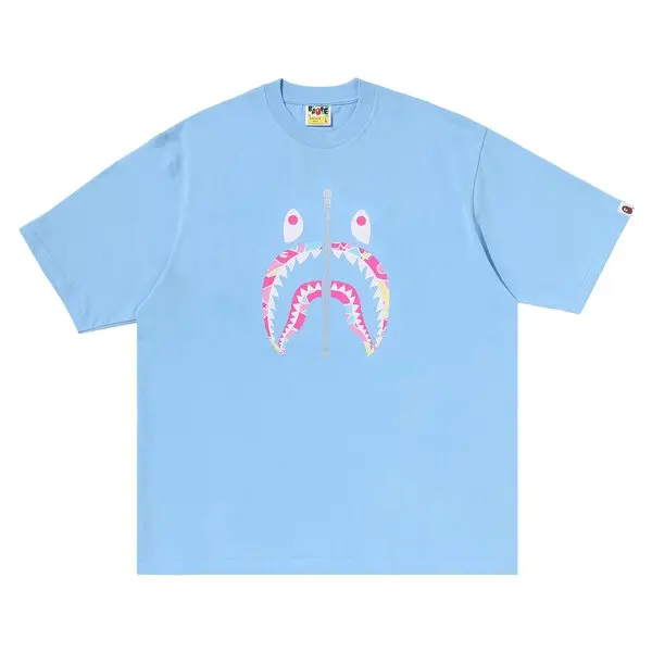 A BATHING APE Sta Camo Shark Face Relaxed Fit Tee 'sax