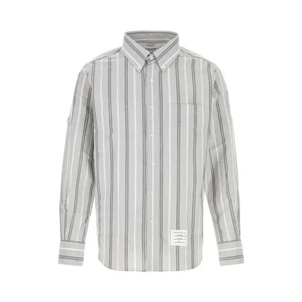 Thom Browne Long-sleeve Body Straight Fit Self Armband Shirt 'medium - Grey