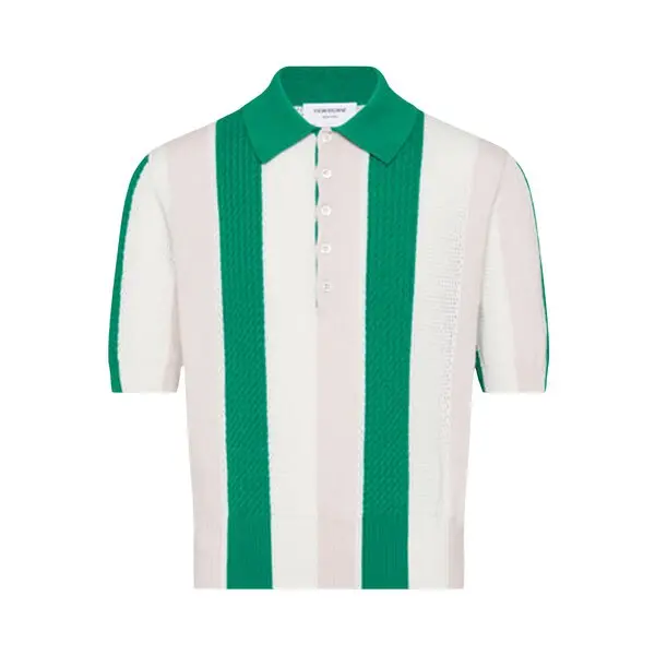 Thom Browne Shadow Stripe Mixed Stitch Intarsia Polo 'light