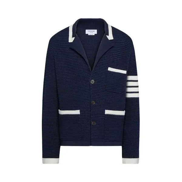 Thom Browne 4 Bar Stripe Stitch Cardigan Jacket 'dark - Blue