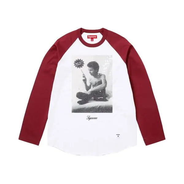 Supreme X Larry Clark Sequin Raglan Long-sleeve Top 'burgundy - Red