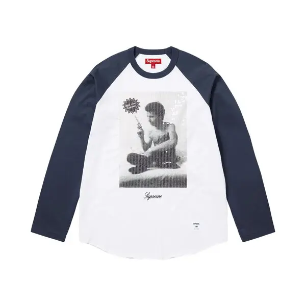 Supreme X Larry Clark Sequin Raglan Long-sleeve Top 'navy - Blue