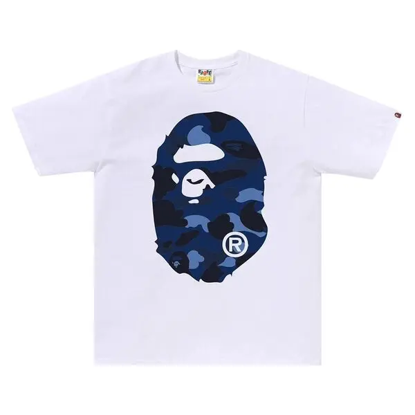 A BATHING APE Color Camo Big Ape Head Tee 'whitexnavy - White