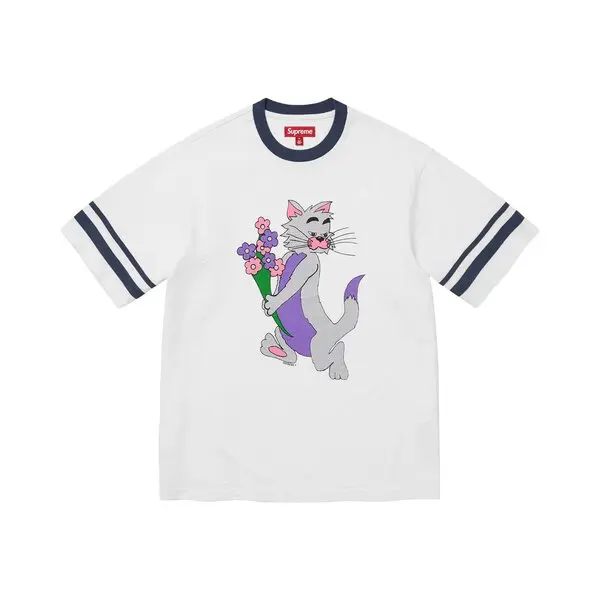 Supreme Glitter Cat Short-sleeve Top - White