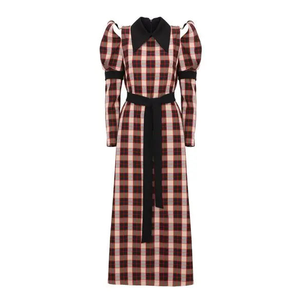 JULIA ALLERT Stylish Cold Shoulder Long Sleeve Dress With Belt Check