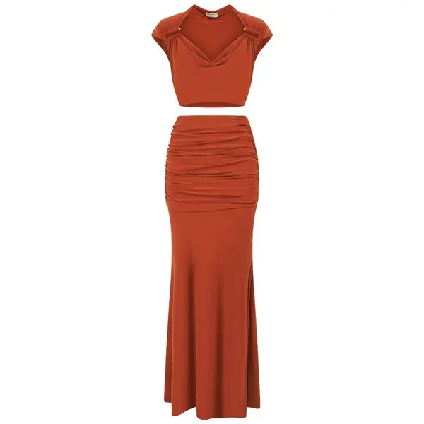 CELESTINE & MAE Oleria Co-ord Set In Hawaiian Sunset - Orange