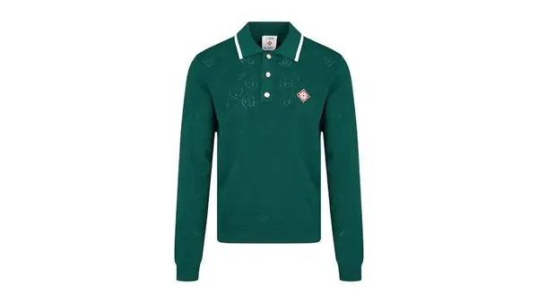 Casablanca Pointelle Long Sleeve Polo Shirt