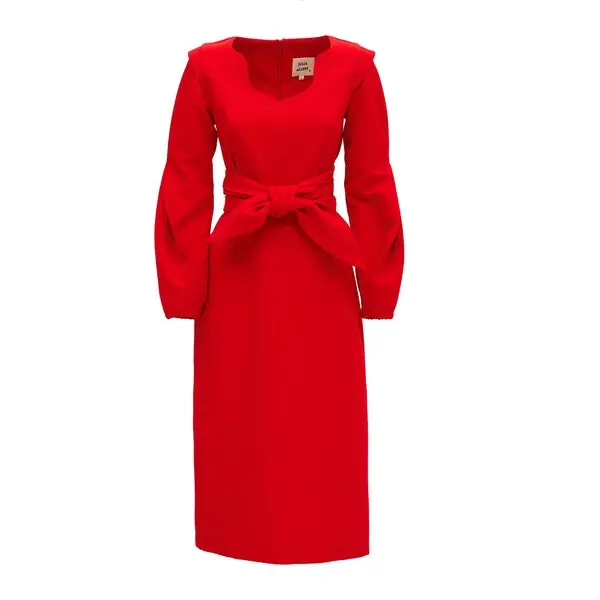 JULIA ALLERT Designer Fitted Midi Dress With Belt