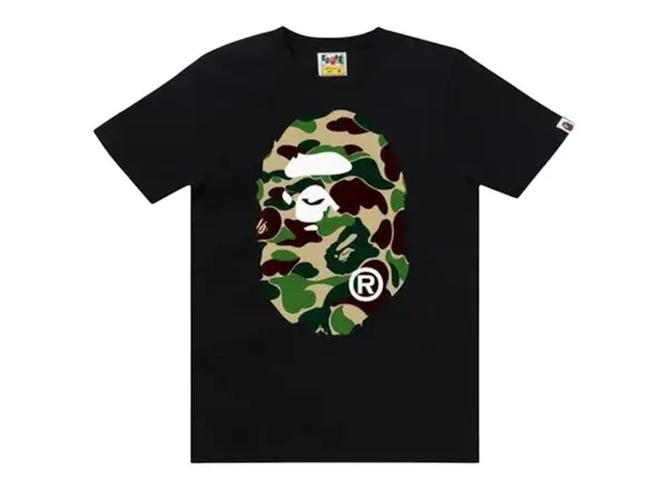 A BATHING APE Abc Camo Big Ape Head Tee Shirt - Black/green