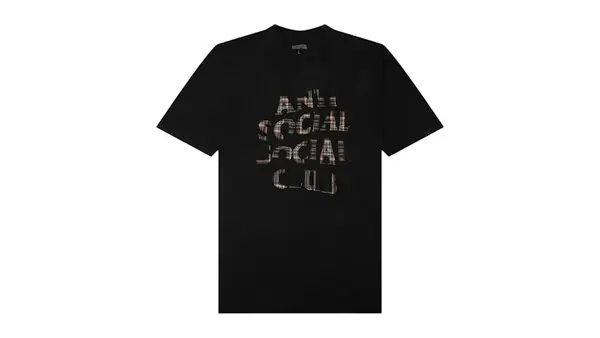 ANTI SOCIAL SOCIAL CLUB Plaid Applique Tee Shirt - Black