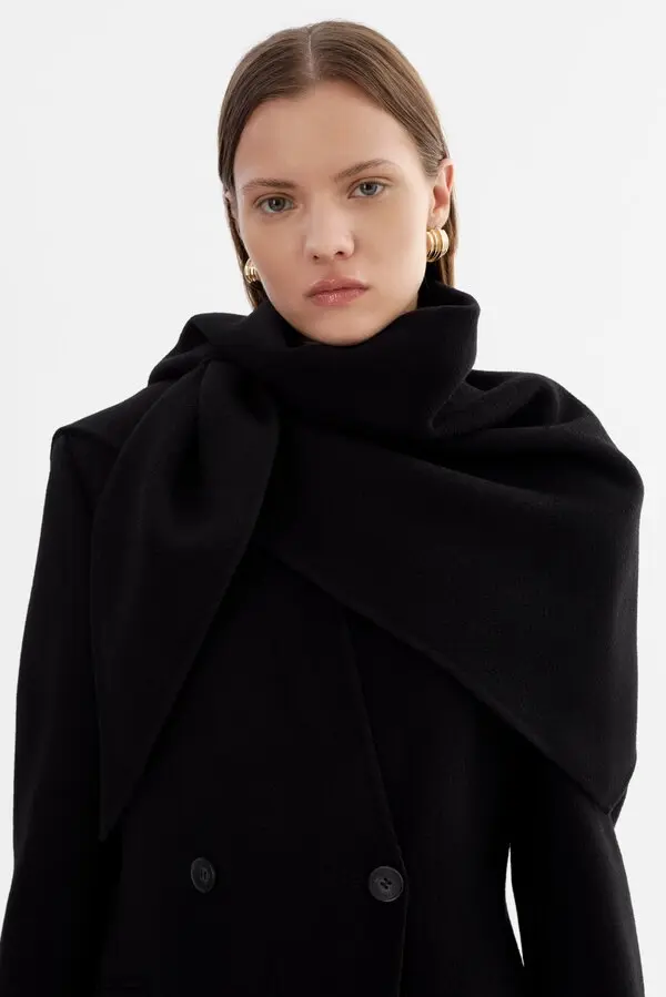 LAMARQUE Emma Double Face Wool Scarf - Black