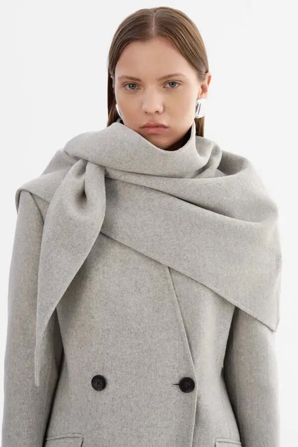 LAMARQUE Emma Double Face Wool Scarf - Light Grey