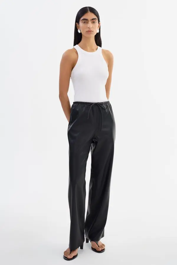 LAMARQUE Faith Faux Leather Relaxed Pants - Black