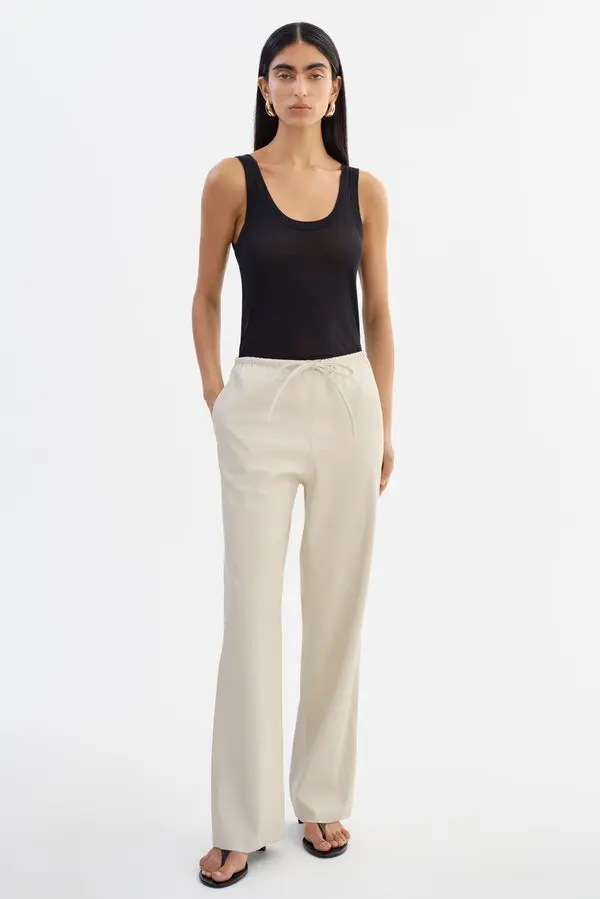 LAMARQUE Faith Faux Leather Relaxed Pants - Bone