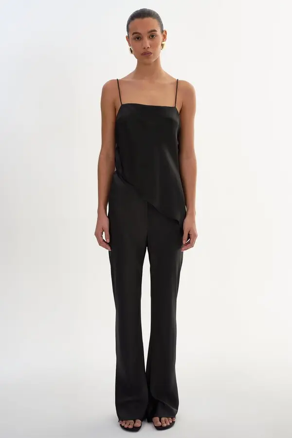 LAMARQUE Emile Bias Cut Pull-on Satin Pants - Black