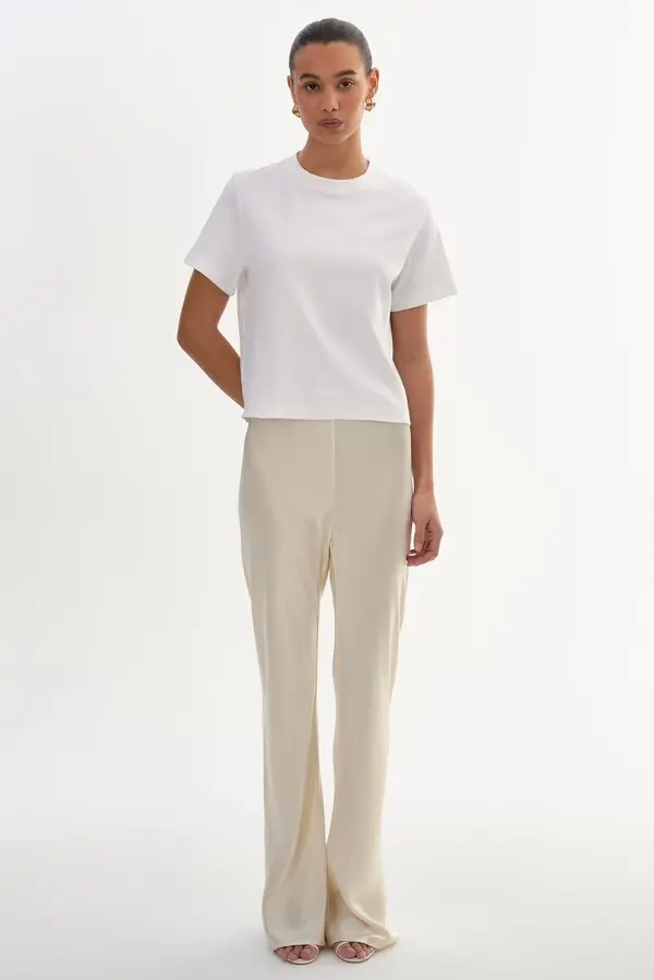 LAMARQUE Emile Bias Cut Pull-on Satin Pants - Cream