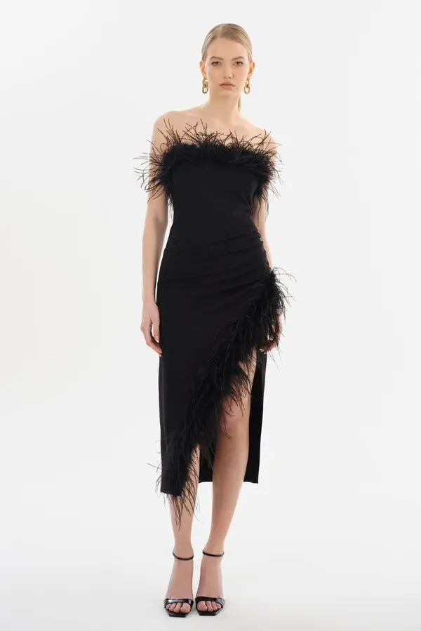 LAMARQUE Freya Strapless Midi Dress - Black