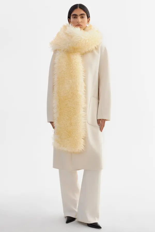 LAMARQUE Haris Oversized Faux Fur Scarf - Ivory
