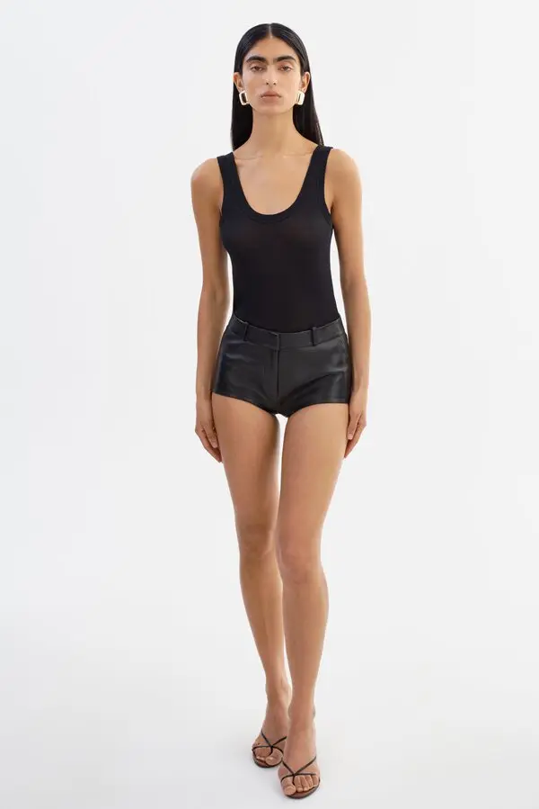 LAMARQUE Annaise Leather Hot Shorts - Black