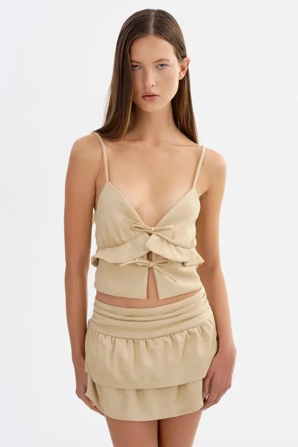 LAMARQUE Laura Faux Suede Double Ruffles Skirt