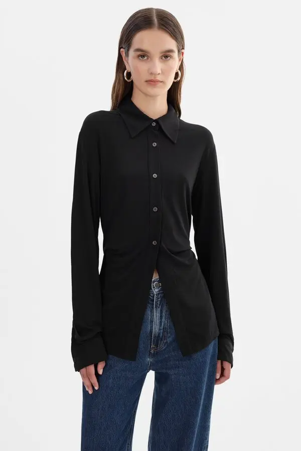 LAMARQUE Kai Fitted Knit Shirt - Black