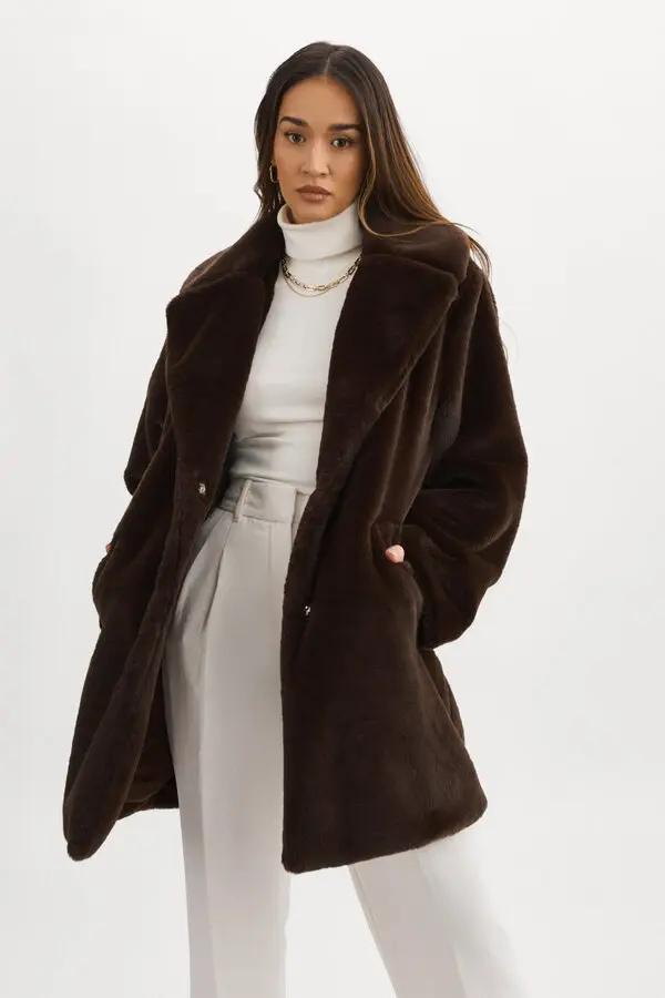 LAMARQUE Linnea Faux Fur Coat - Black