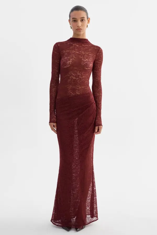 LAMARQUE Krysta Lace Maxi Dress - Vamp