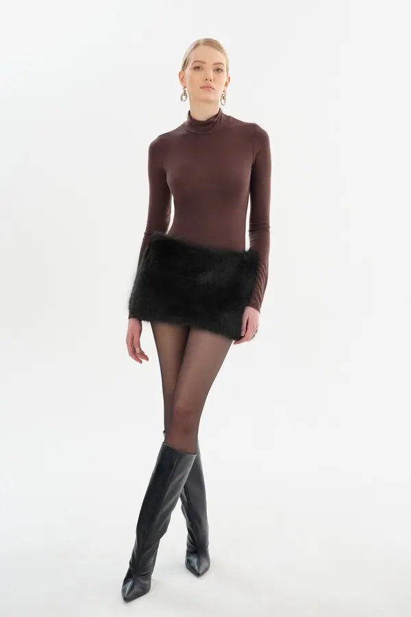 LAMARQUE Arcila Faux Fur Micro Mini Skirt - Black